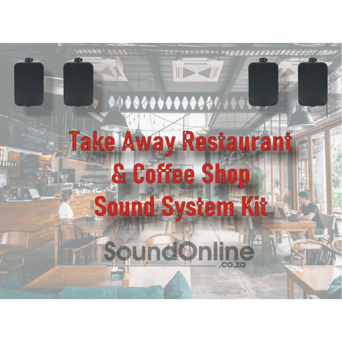 4 x Wall Mount Speaker Bluetooth Sound System Kit for Small Restaurants ...