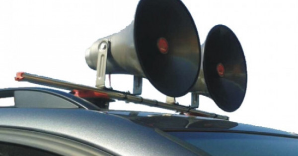 LOUDCRUISER ROUND HORN ROOF MOUNTED VEHICLE PA SYSTEM KIT