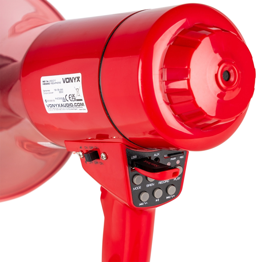 50W MEGAPHONE WITH RECORD SIREN USB BT LED FLASHLIGHT IPX4